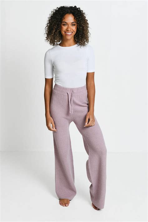 Pink Knit Wide Leg Lounge Trousers Lovall