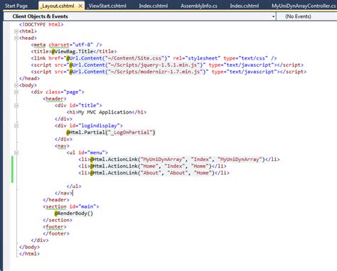 u2 using unidynarray on mvc view page stack overflow
