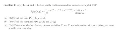 solved problem 2 5pt let x and y be two jointly contin