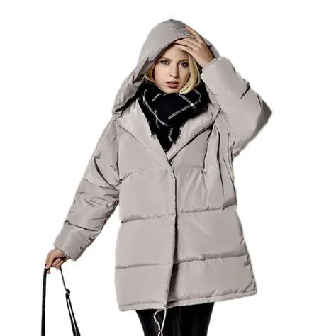 New Winter Women Loose Fit Parkas 90 Duck Down Coat Medium Long