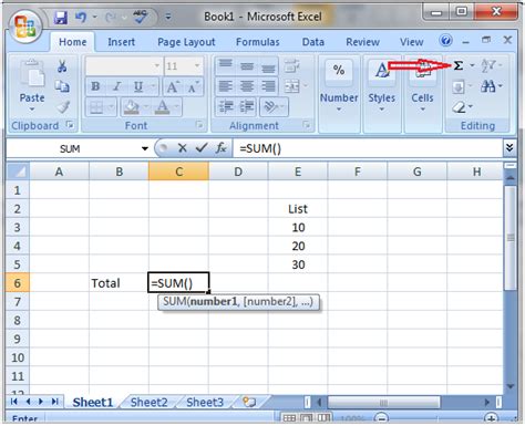 ms excel using sigma button to do addition javatpoint
