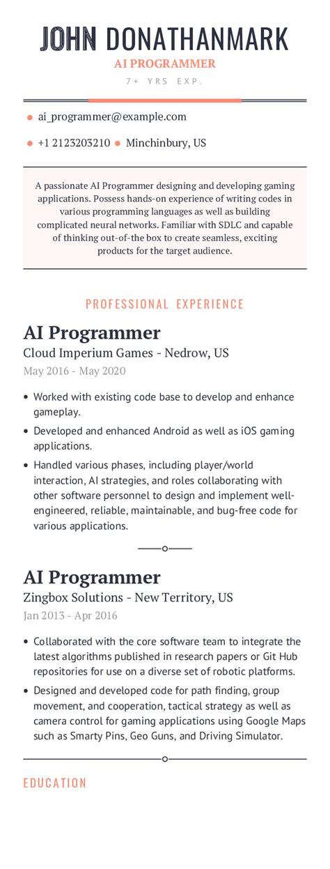 ai programmer resume example with content sample craftmycv