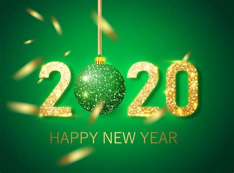 Bannière De Bonne Année 2021 Texte De Luxe Vert Doré 2021 Bonne Année