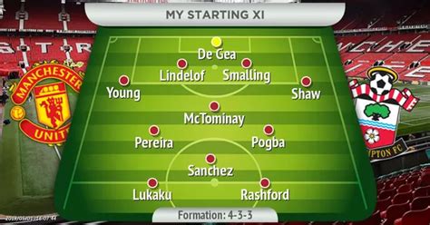 How Manchester United Should Line Up Vs Southampton Manchester