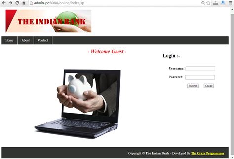online banking system project in jsp advance java