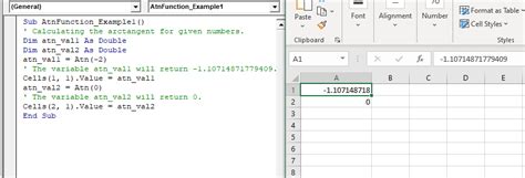 excel vba atn function tutorial and example