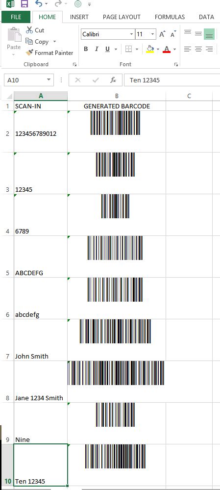 how to setup an excel sheet for scanning and instant barcode generation