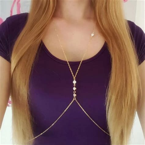 Sexy Crystal Rhinestone Body Necklace Chain Silver Gold Color Bodychain