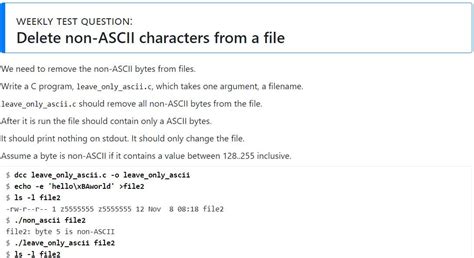 solved weekly test question delete non ascii characters