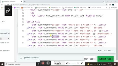 the pads hackerrank solution sql in oracle youtube