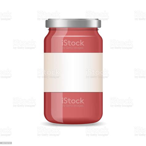 Réaliste Rouge Pot De Confiture Le Jus Avec La Maquette De Vecteur