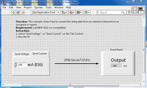 display an i16 or u16 datatype from an external instrument in a
