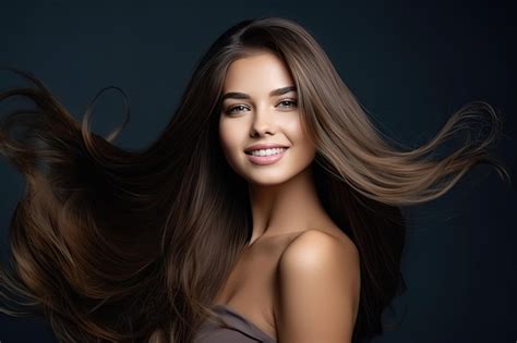 Mujer Joven Radiante Con Cabello Fluido Y Una Sonrisa Brillante Foto
