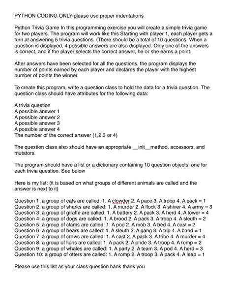 solved python trivia game in this programming exercise yo