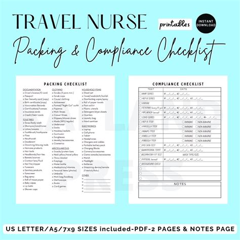 Travel Nurse Packing List Compliance Checklist For Nurse Planner