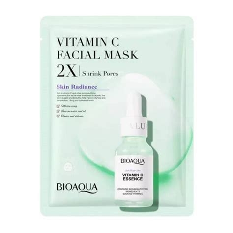 Borong Bioaqua Vitamin C Facial Mask 2x Shrink Pore Skin Radiance