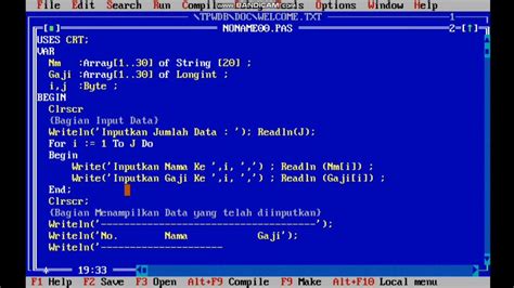 membuat program array dimensi satu contoh 1 menggunakan aplikasi