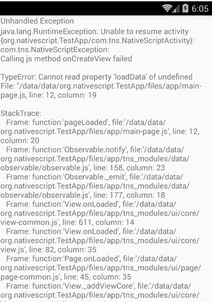 javascript nativescript is giving this error typeerror cannot read