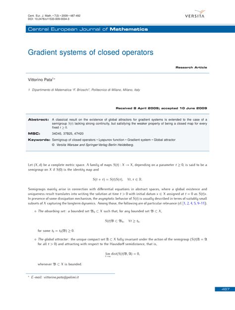 pdf gradient systems of closed operators