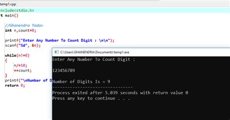 c program to count number of digits of a number integer
