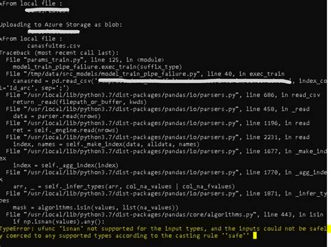 python aks can t deploy a model error whire reading a csv file