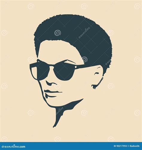 Portrait De Belle Femme Dans Des Lunettes De Soleil Noires Illustration