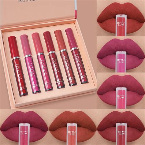 6 Pcs Lipstick Set Matte Liquid Lipstick Long Lasting Wear Non Stick