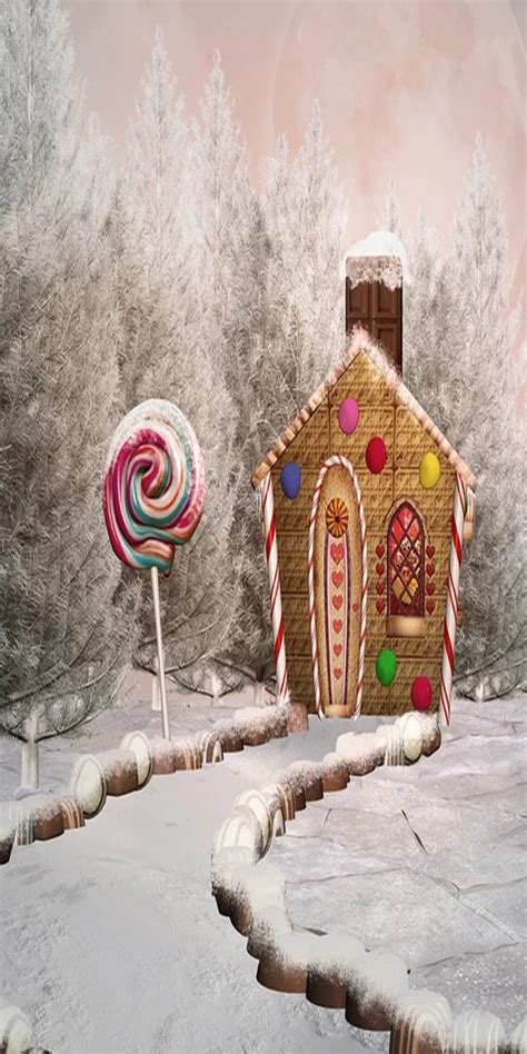 Christmas Gingerbread House Snow Backdrop For Photography Kat 42