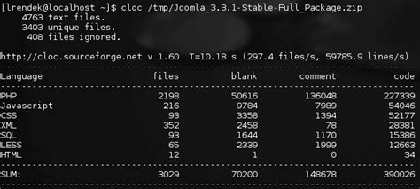 counting lines of code with cloc linux tutorials learn linux