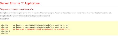why i got this error sequence contains no elements microsoft qanda