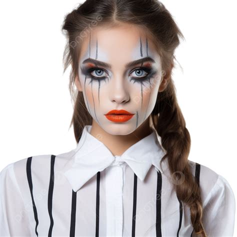 彼女の顔にハロウィーンのメイクアップをした美しい少女の肖像画イラスト素材透過、pngフリー画像ダウンロード Pngtree