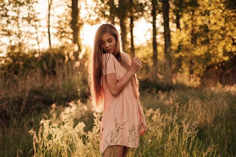 Women Portrait Long Hair Martin Kühn Women Outdoors Blonde Dress