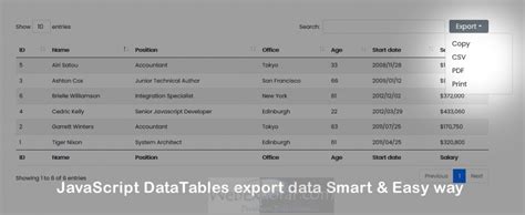smart and easy way to javascript datatables export data