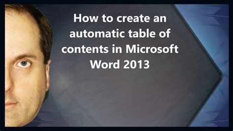 how to create an automatic table of contents in microsoft