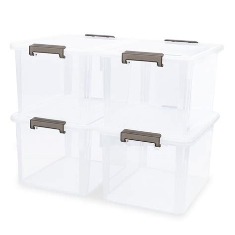 Citylife 32 Qt Plastic Storage Bins With Latching Lids Stackable