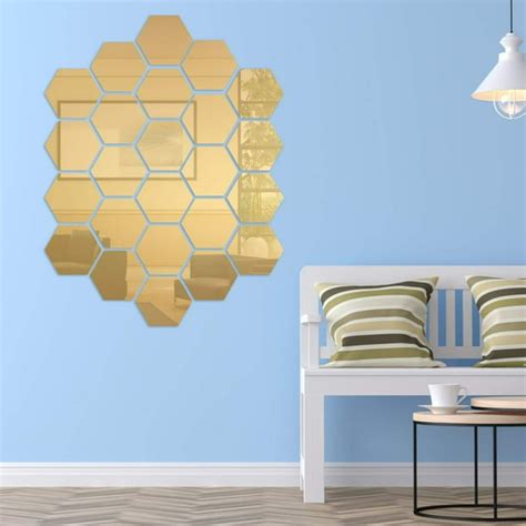 12pcs Diy Wall Sticker Hexagonal 3d Mirror Self Adhesive Plastic Mirror