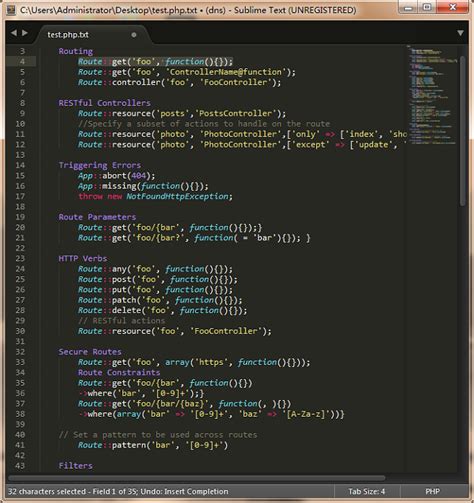 laravel cheat sheet packages package control