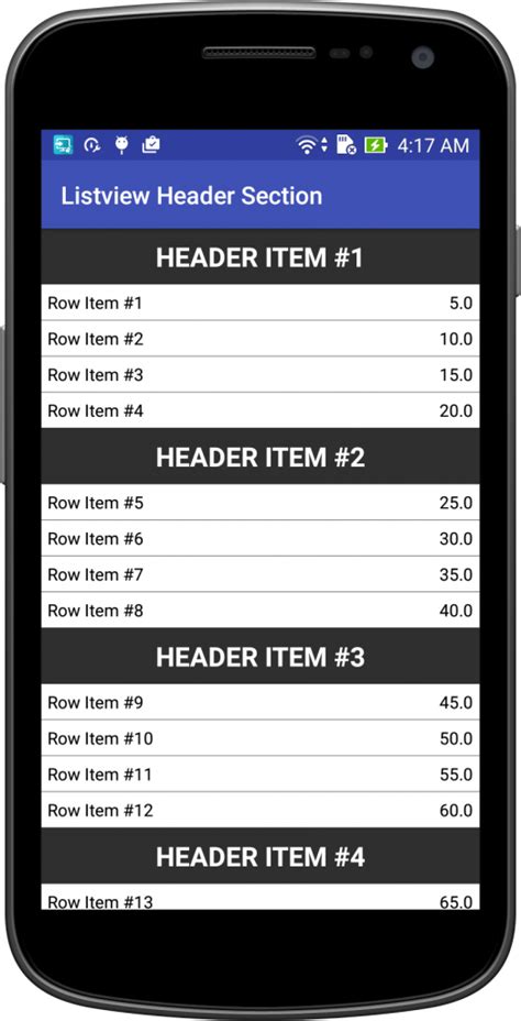 listview with section header in android learn linky