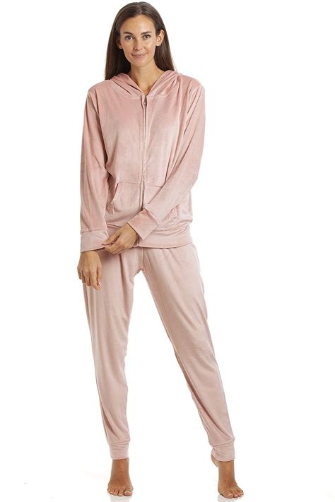 Womens Supersoft Velour Loungewear Pyjama Set Pink