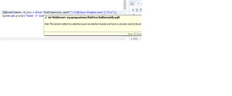 java in selenium which type of list the method findelement stores