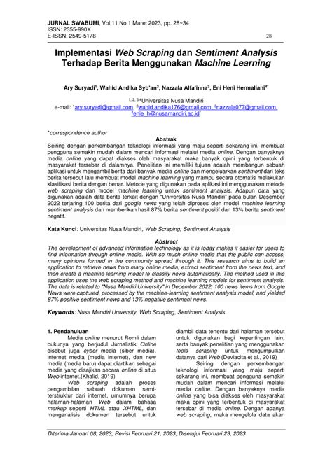 pdf implementasi web scraping dan sentiment analysis terhadap berita