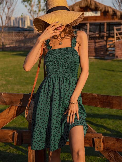 Random Dalmatian Print Frill Trim Shirred Cami Dress For Sale Australia
