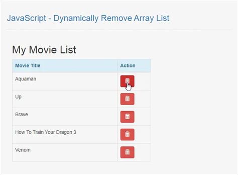 javascript dynamically remove array list sourcecodester