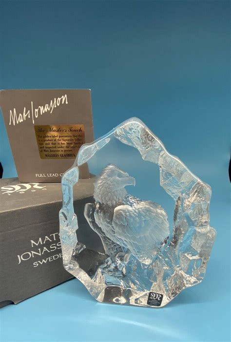 Mats Jonasson Full Lead Crystal Bald Eagle Maleras Glasbruk Ab Sweden