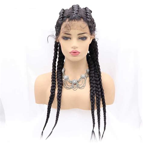 Black Mixed Brown Synthetic Box Braid Lace Front Wigs For Women Hair Ebay