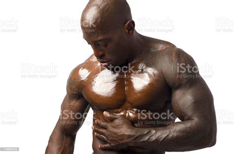 Foto De Forte Bodybuilder Com Perfeita Abs Os Ombros Os Tríceps Bíceps