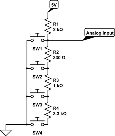arduino what resistors to use to read several buttons with a single