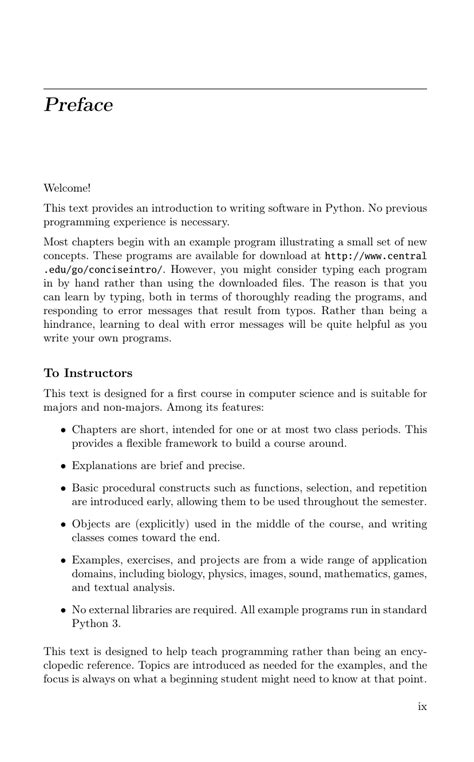 preface a concise introduction to programming in python [book]