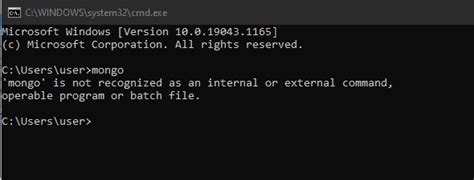mongodb is not recognized as an internal or external command