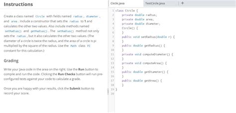 solved circle java testcircle java instructions 1 class